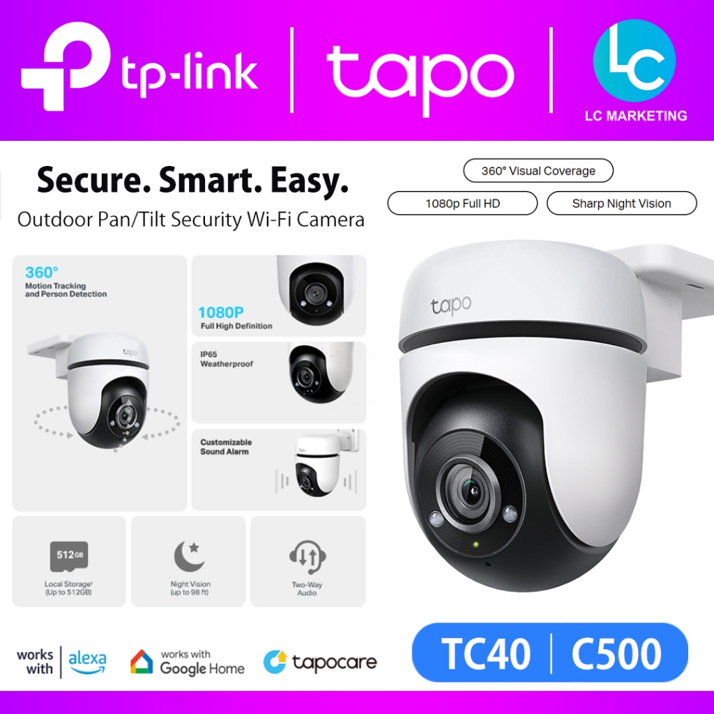 TP-Link Tapo C500 / TC40 Pan / Tilt Outdoor Water Proof Wireless WiFi ...
