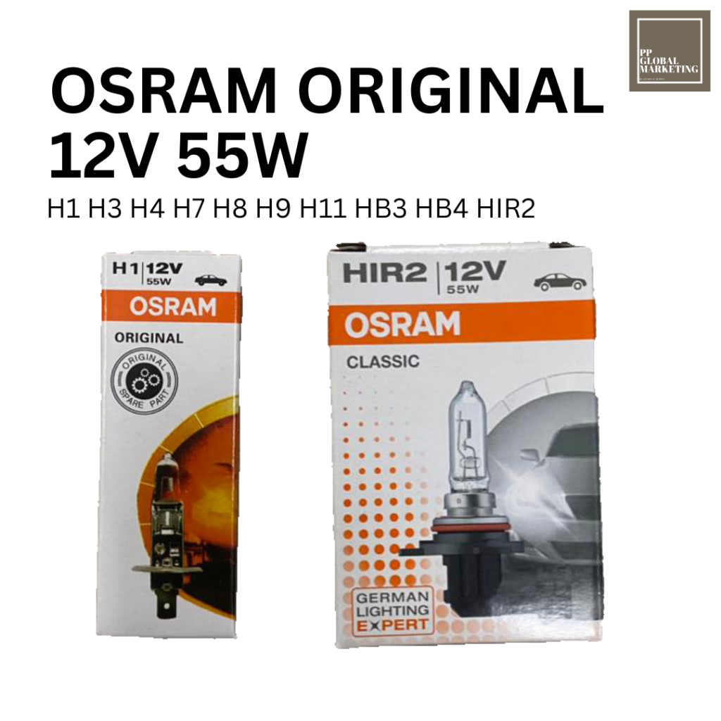 OSRAM ORIGINAL 12V 55W | H1 H3 H4 H7 H8 H9 H11 HB3 HB4 HIR2 | Shopee ...
