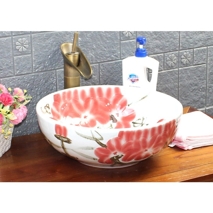 Ceramic Table Basin sink Single Basin Retro round Wash Basin Bathroom ...