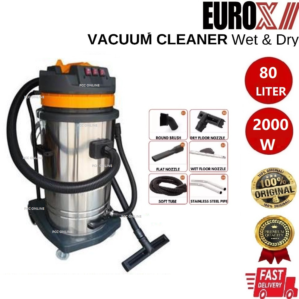 EuroX VAC8002 Industrial Vacuum Cleaner 80L 2000w 2 Motor | Shopee Malaysia