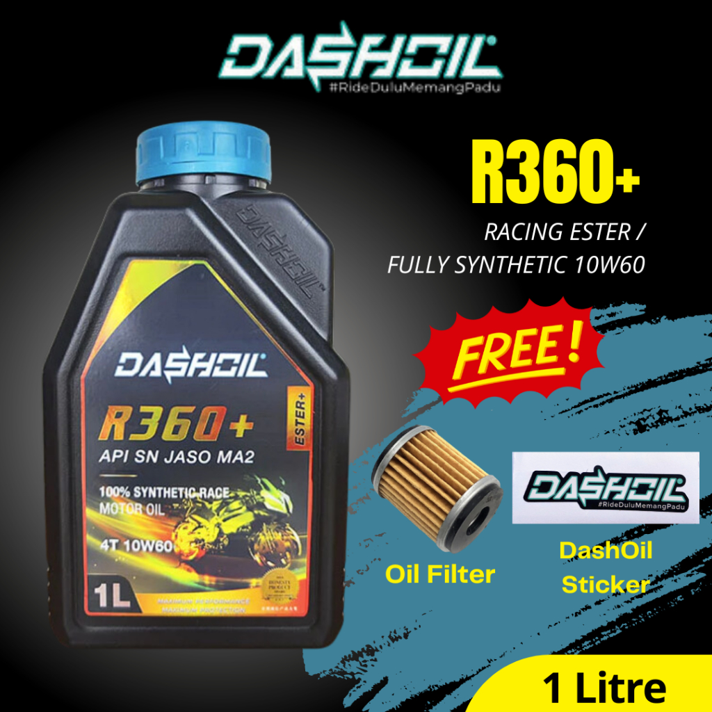 (Free Oil Filter) DashOil Ester+ R360+ 4T 10w60 1L Fully Synthetic ...
