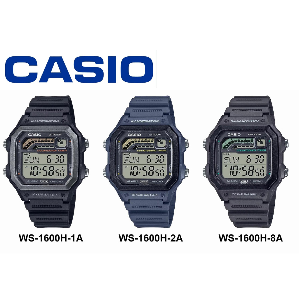 Casio Digital Men's Watch WS-1600H | Shopee Malaysia