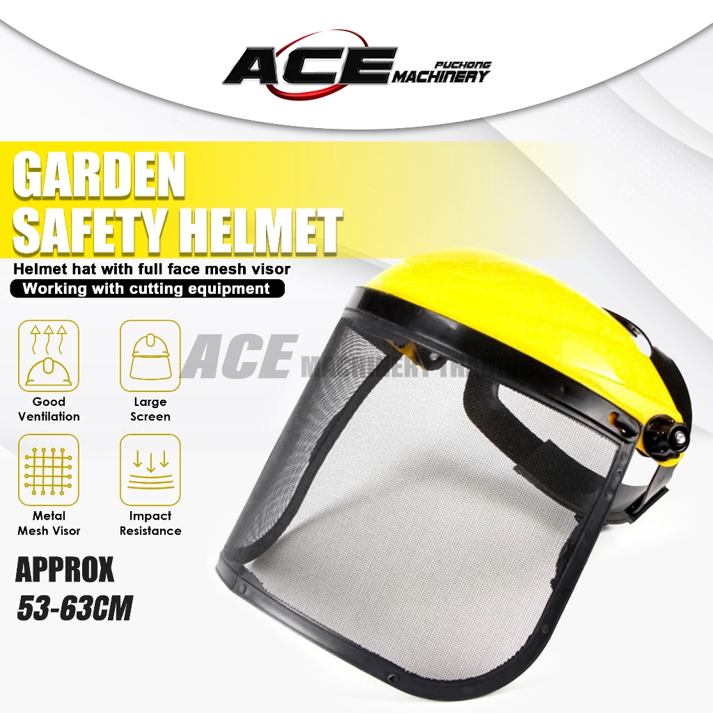 Garden Safety Helmet | Yellow | Approx 53-63cm | Working with cutting ...