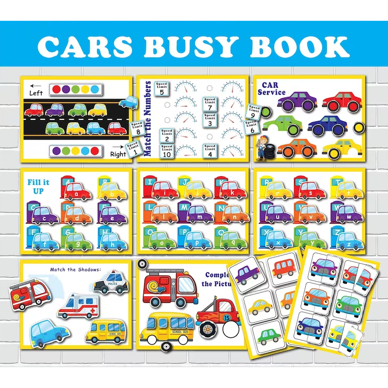 PDF] Cars Busy Quiet Book Learning Kids Printable Montessori Toddler ...