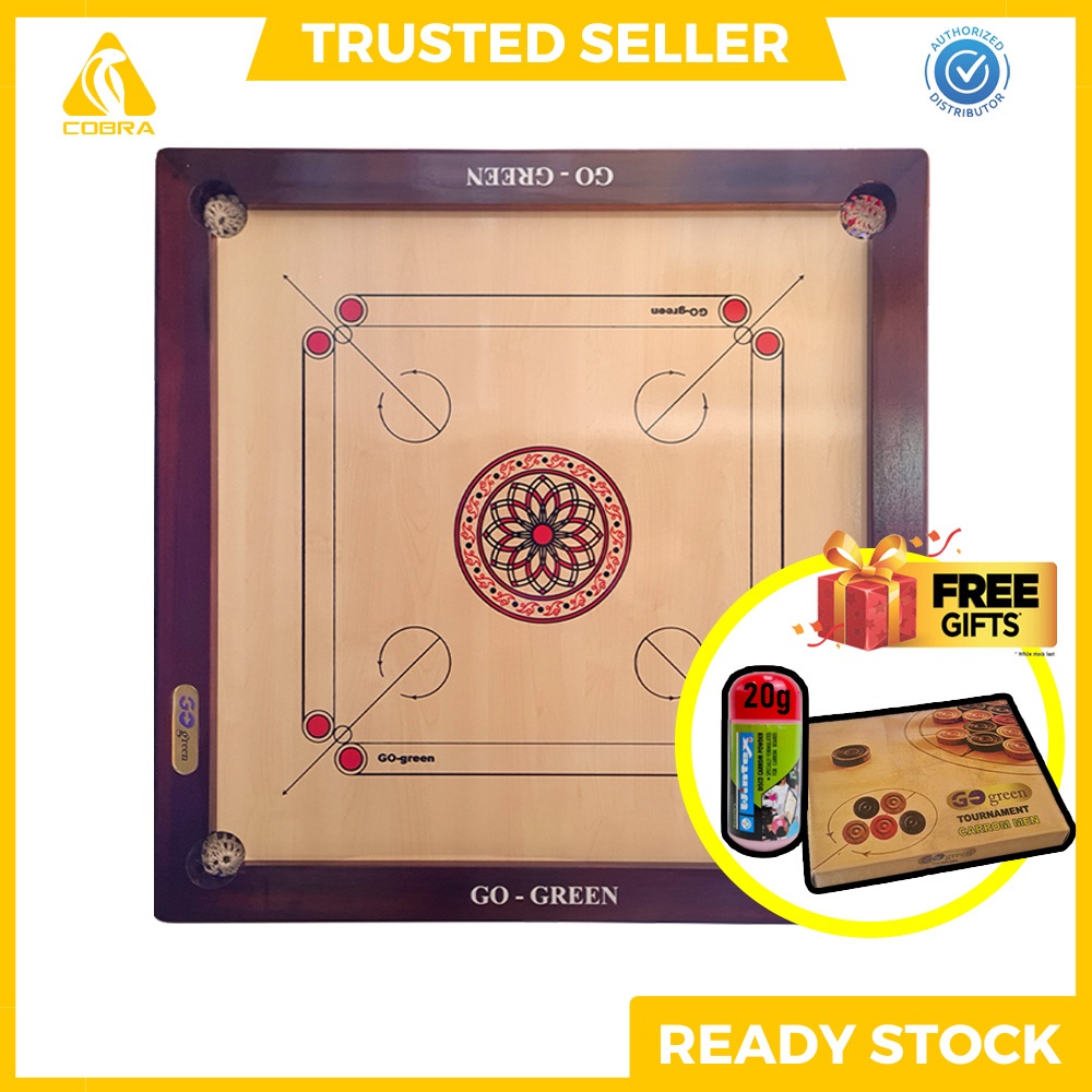 {FREE 20g Carrom Powder} GC-125 Go Green – Tournament Carrom Board ...