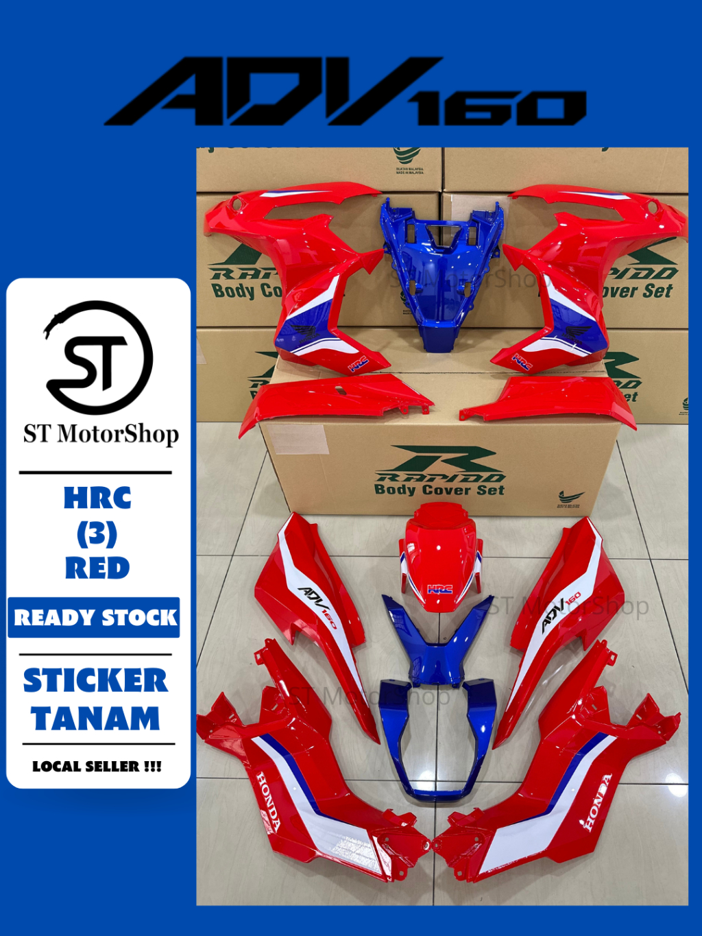 HONDA Adv Adv160 Hrc (3) Red RAPIDO Coverset Body Cover Sticker Tanam ...