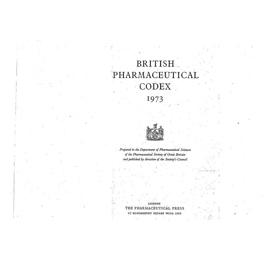 BRITISH PHARMACEUTICAL CODEX 1973 (Colour Cover Page with Comb Binding ...