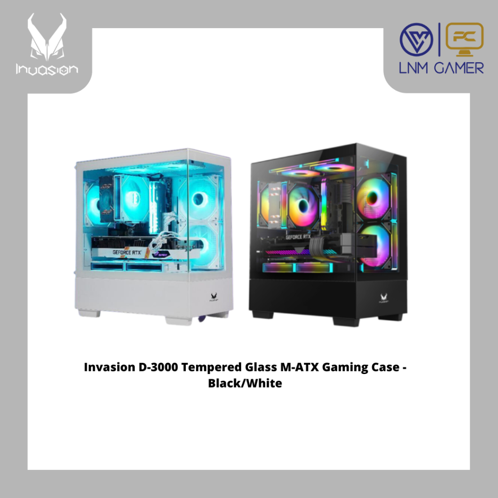 Invasion D-3000 Tempered Glass M-ATX Gaming Case - Black/White | Shopee ...