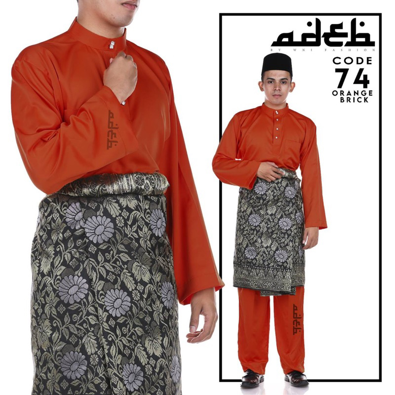 Baju Melayu Tradisi Orange Brick (Oren Bata) | Shopee Malaysia