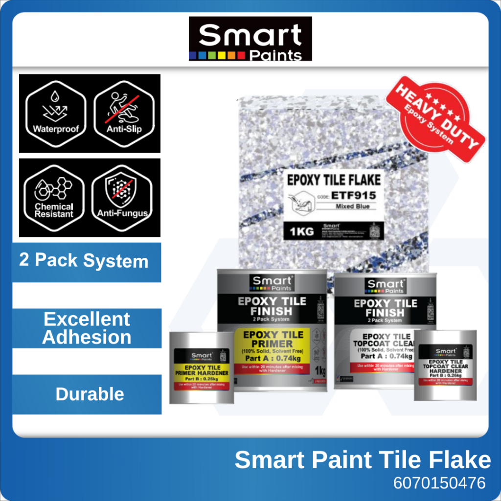 SMART PAINT Flake Coating Epoxy Toilet Tile Floor Waterproof (1KG FLAKE ...