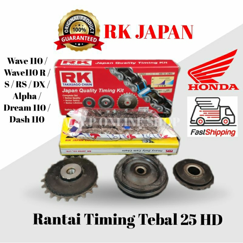 Honda Wave 110 / Dream 110 / Dash 110 / Alpha Timing Chain Rantai Timing Tebal 25HD 90L 100% ...