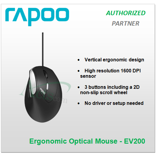 RAPOO Ergonomic Optical Mouse - EV200 | Shopee Malaysia