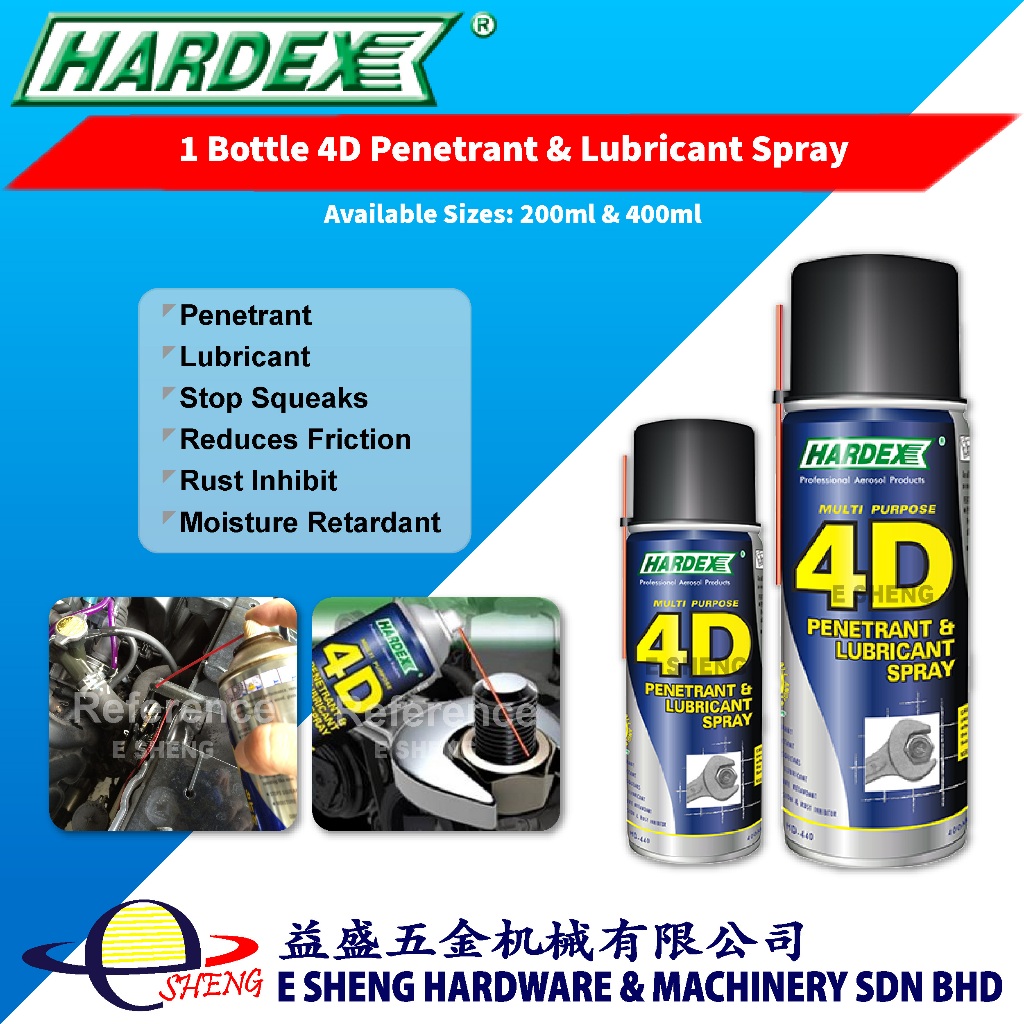 HARDEX 200ml 400ml Multi Purpose 4D Penetrant & Lubricant Spray Anti ...