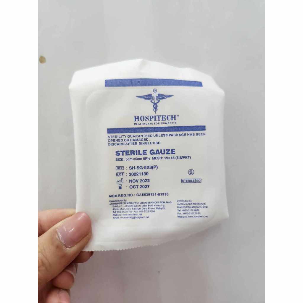 Hospitech Sterile Gauze Swabs/Pad 8ply 5CMX5CM (5'S/PKT) | Shopee Malaysia