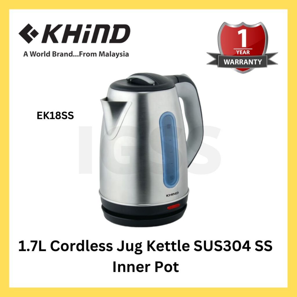 KHIND 1.8L Electric Jug Kettle ( STAINLESS STEEL ) EK18SS | Shopee Malaysia