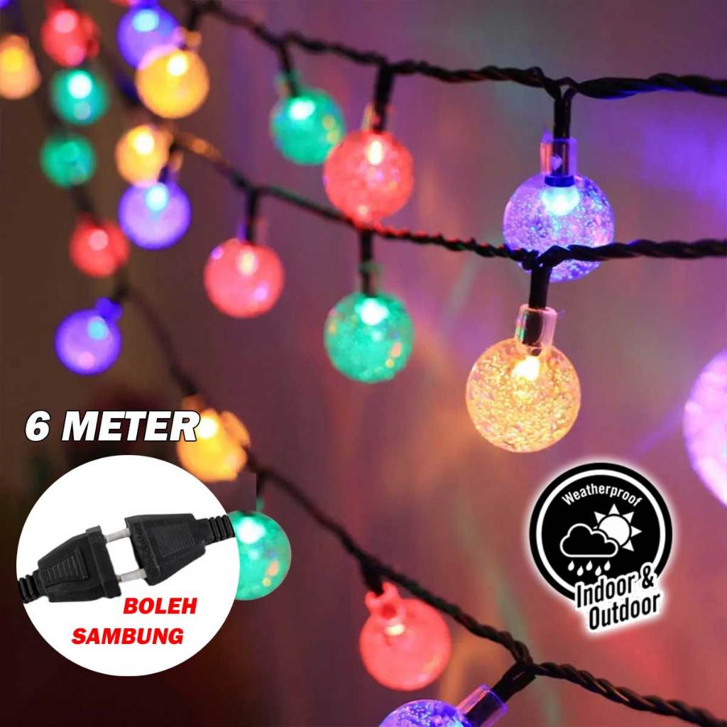 Lampu Raya Light 40LED Fairy String Lights Bubble Crystal Ball Lights ...