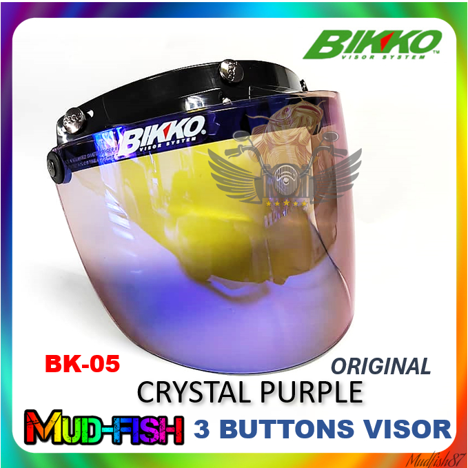 ORIGINAL BIKKO BK05 BK-05 HELMET VISOR NEW 3 BUTTONS SIANG & MALAM (CRYSTAL PURPLE) | Shopee ...