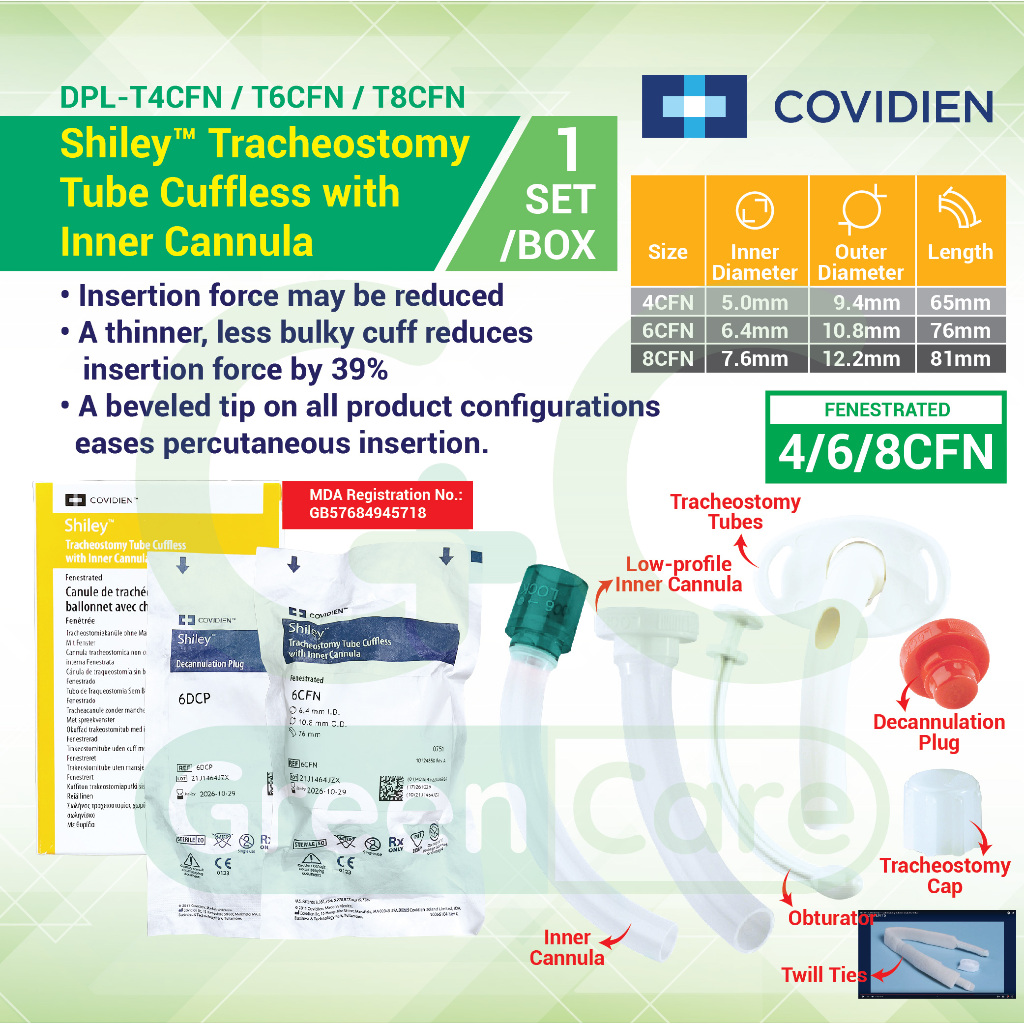 COVIDIEN Shiley™ Tracheostomy Tube Cuffless with Inner Cannula (T4CFN ...