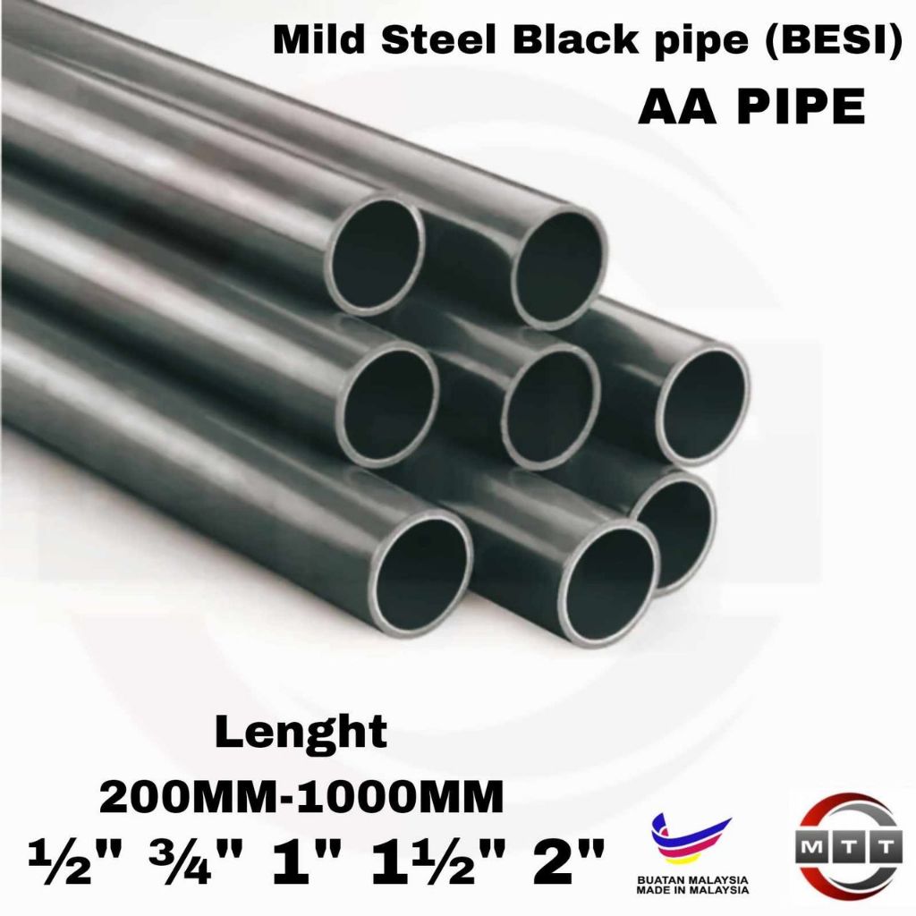 MILD STEEL (BESI) BLACK PIPE 200MM-1000MM (DIFFERENT SIZES AND LENGTH ...