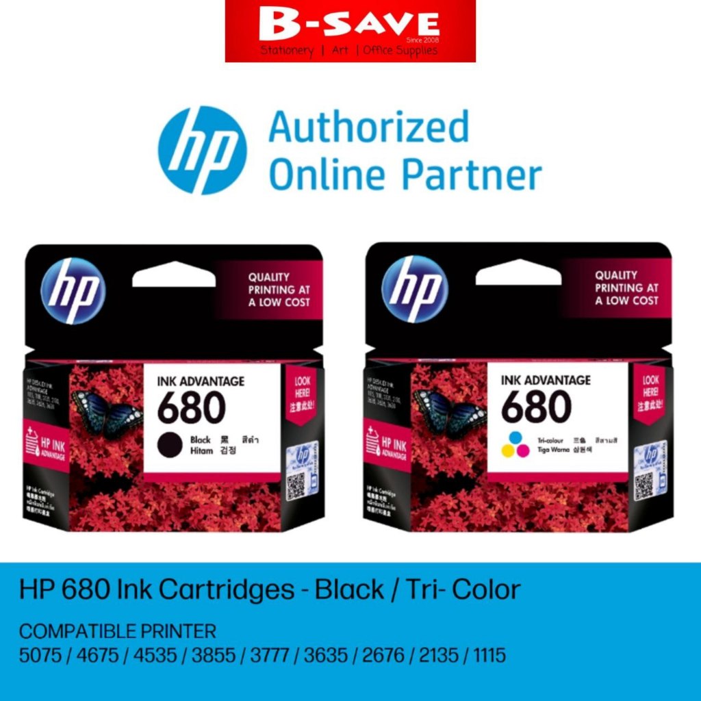 HP 680 Original Ink Advantage Cartridges - Black/Tri-Color | Shopee ...