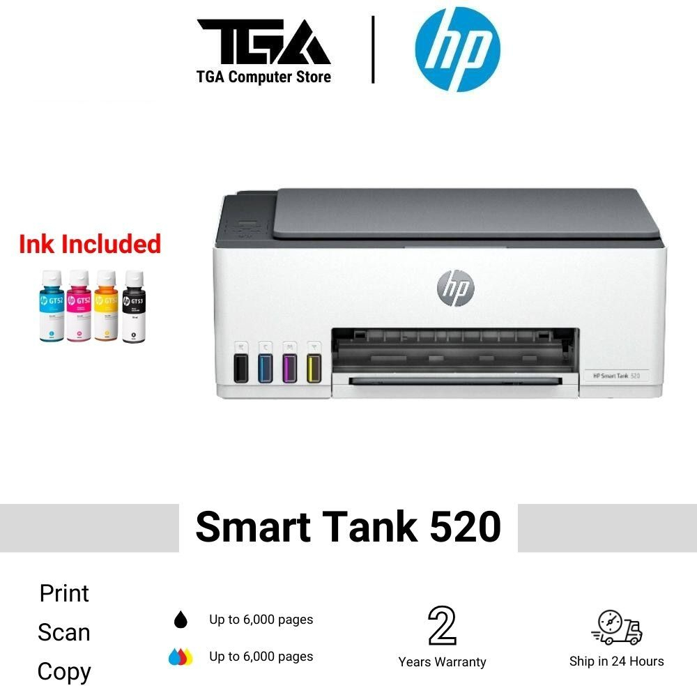 HP 520 Printer / HP 580 Printer - Smart Tank All-in-One Refillable Ink ...