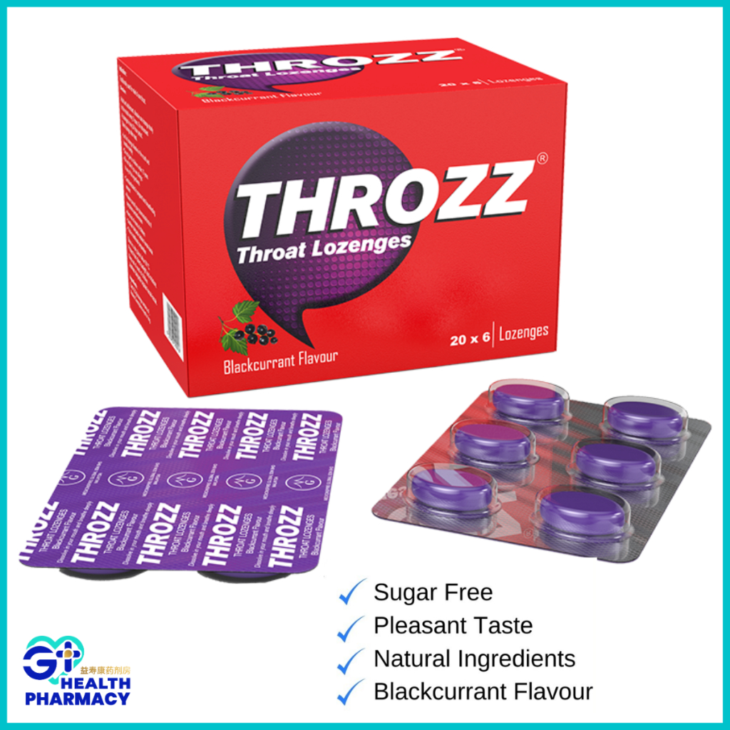 THROZZ Throat Lozenges Blackcurrant Flavour ( 1 strip of 6 lozenges ...