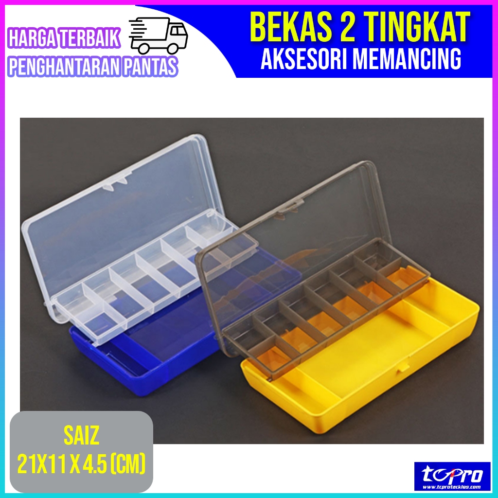 Bekas 2 Tingkat Aksesori Memancing Plastic Case Fishing Small Tool ...
