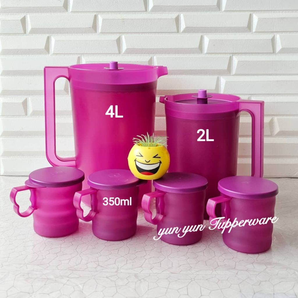 (RAYA 20244) Tupperware Gourmet Giant Pitcher 4L+2L and Gourmet Mugs (4 ...