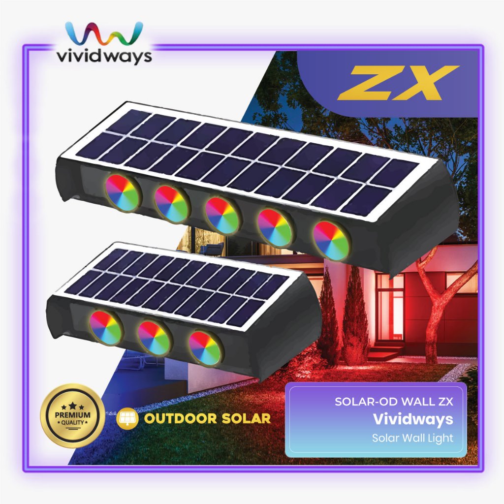 K2 VIVIDWAYS ZX EDITION SOLAR WALL LIGHT 3000K Warm White/RGB Lampu ...