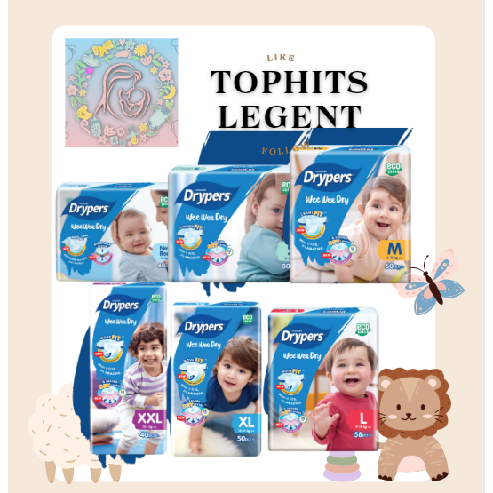 Drypers Wee Wee Dry Pinkfong Limited Edition/Normal packing Newborn 60 ...