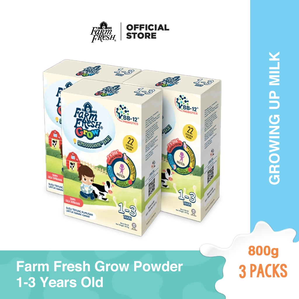 Farm Fresh Grow Powder 1-3 Years Old 800g x 3 Packs | Shopee Malaysia
