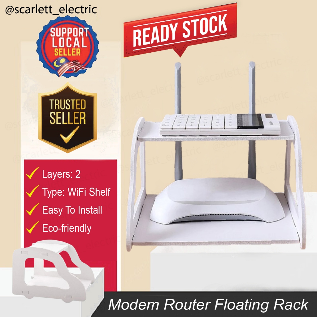 Floating Wall Mount TV Box Router Rack Top Storage WiFi Modem Shelf Box ...