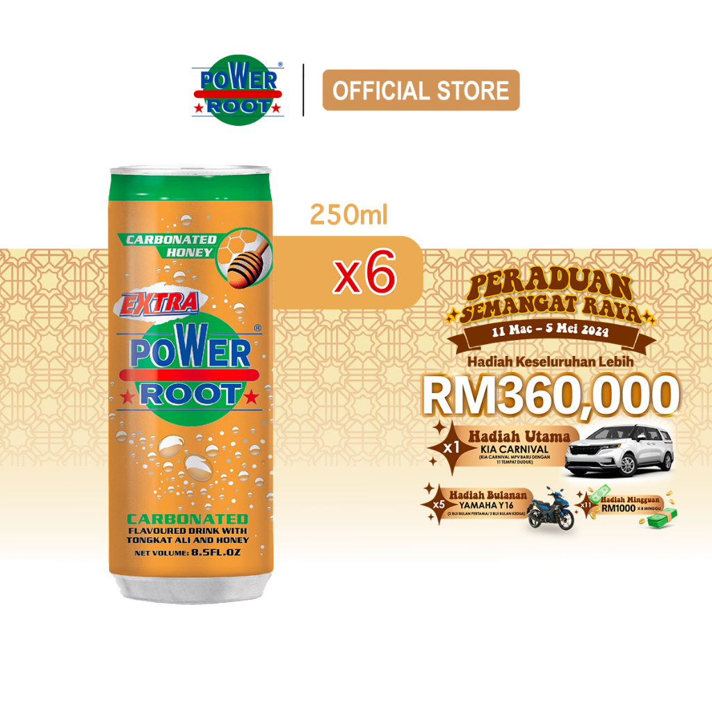 Power Root Extra Carbonated Tongkat Ali (250ml X 6 Cans) | Shopee Malaysia