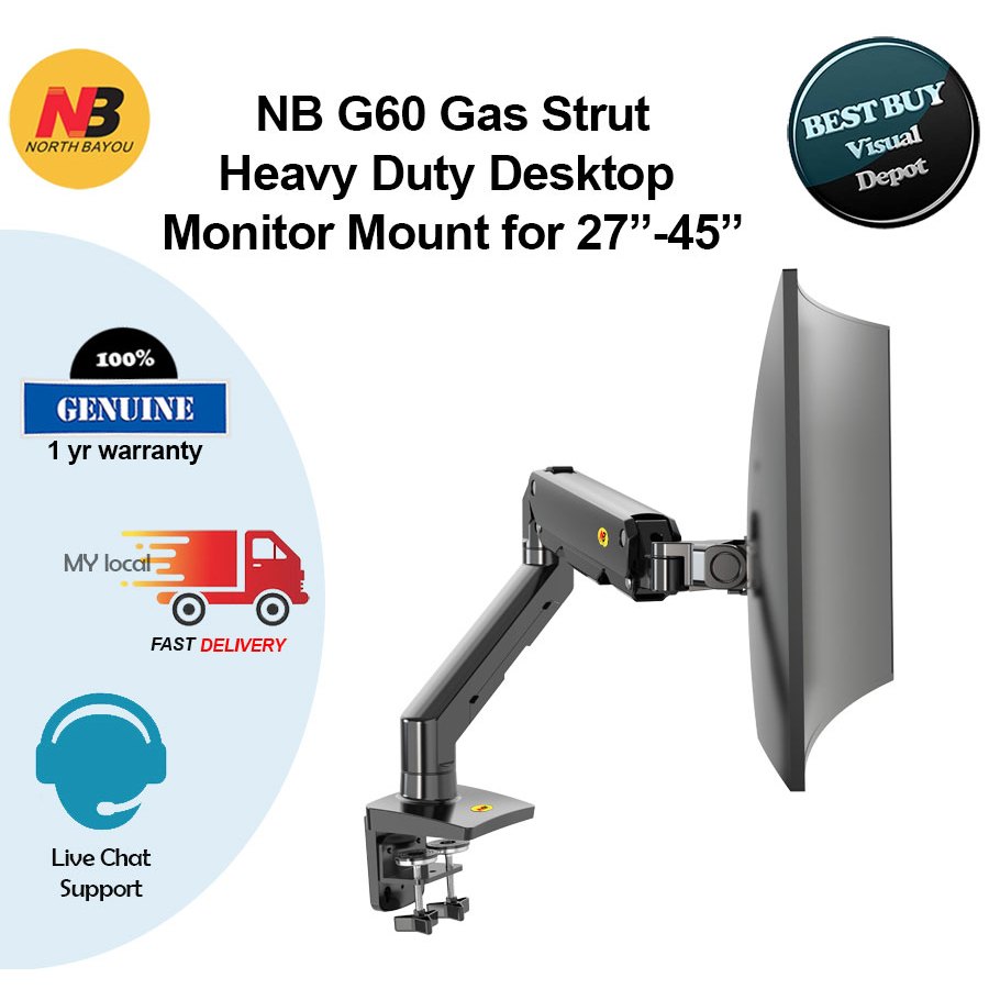 NB North Bayou G60 Gas Strut Heavy Duty Monitor Mount Support Size 27 ...