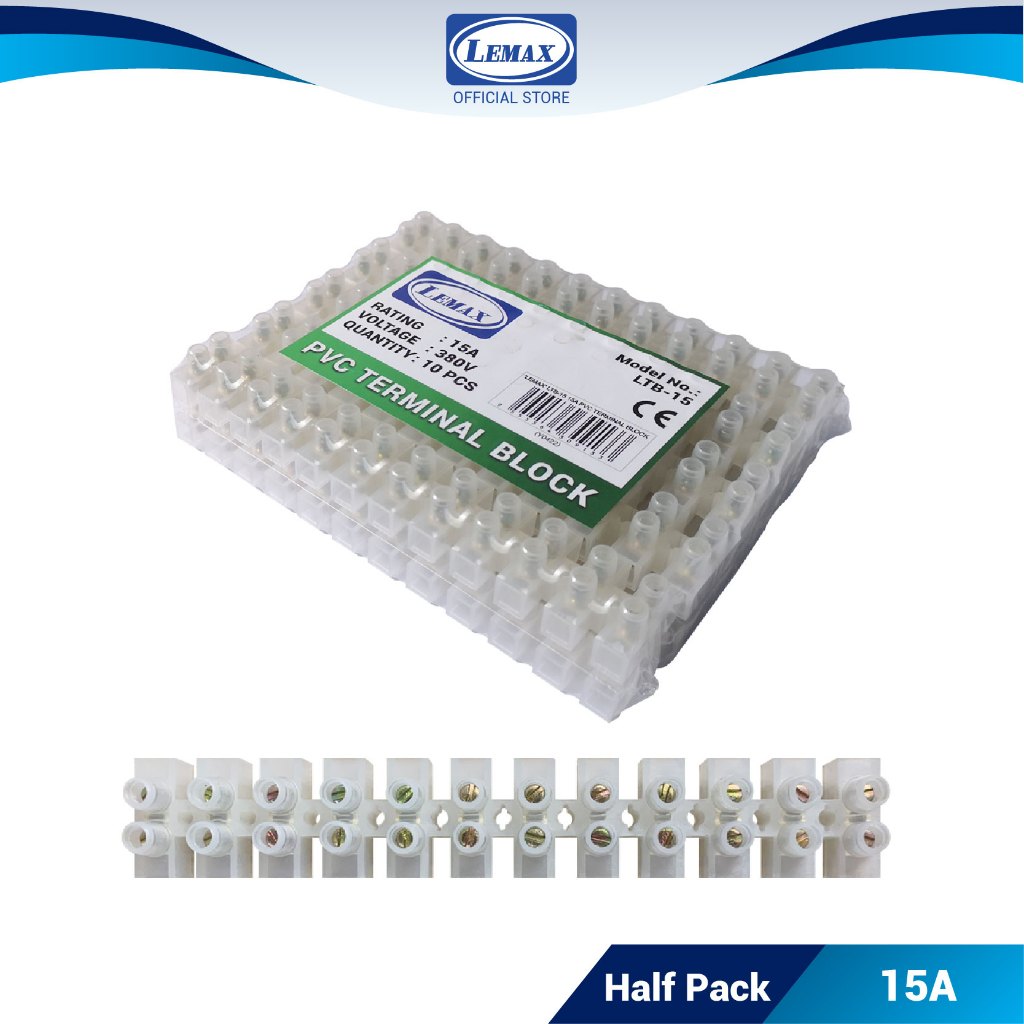LEMAX 10A 15A 20A PVC Wire Connector Terminal Block Screw Connection ...