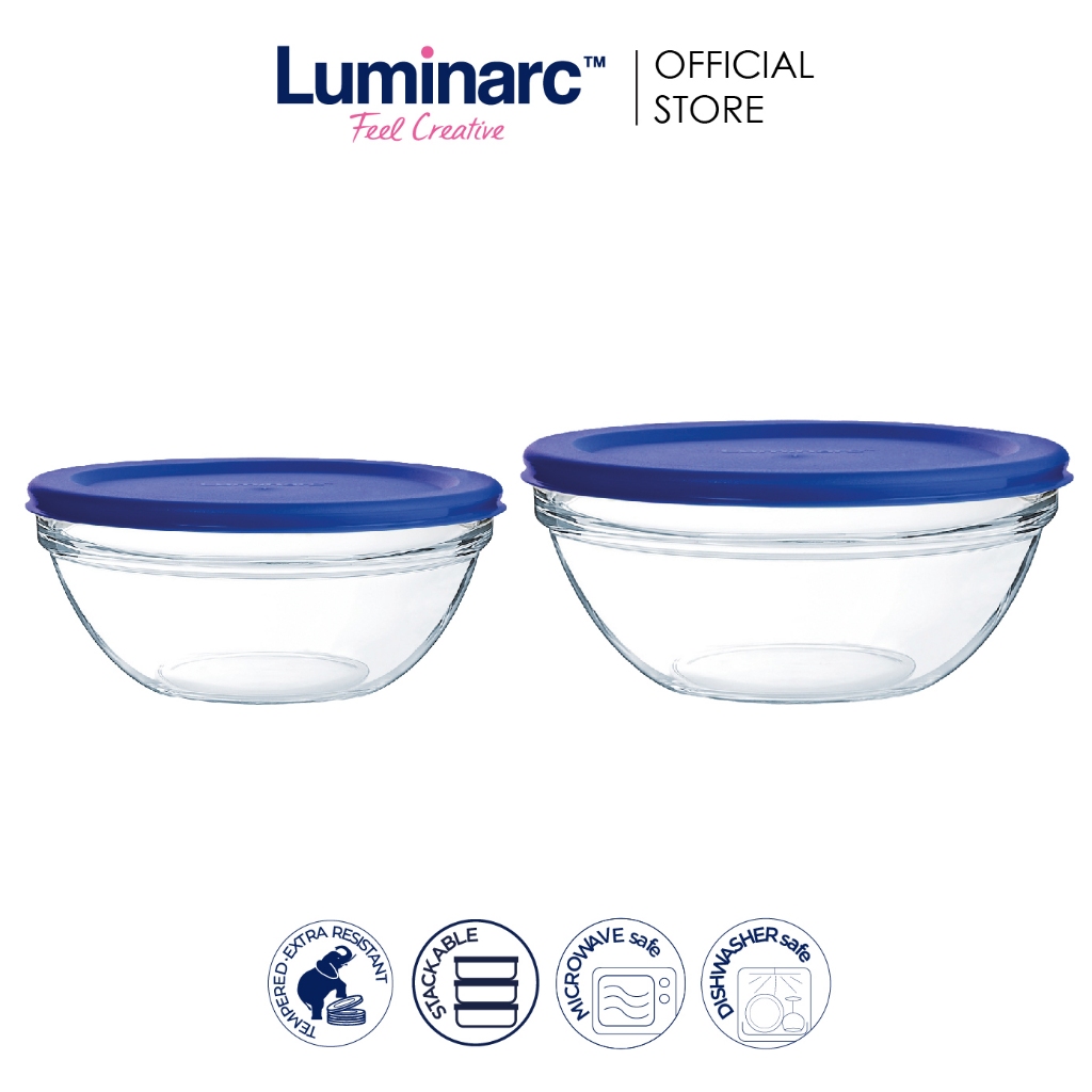 Luminarc 2Pcs Transparent Glass Keep and Bowl with Lids (17+20cm ...