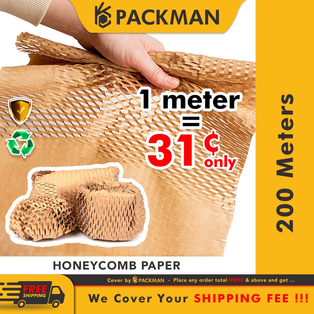 PACKMAN Honeycomb Paper Wrap 200m Honeycomb Wrapper Kraft Paper Gift ...