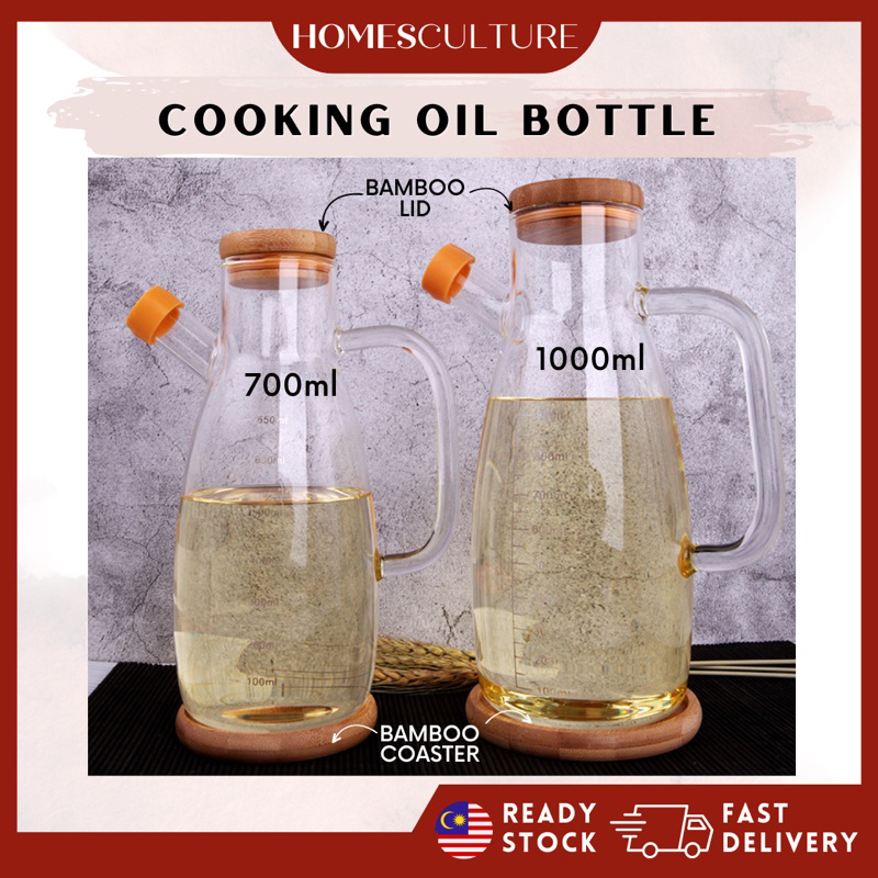 Cooking Oil Bottle 1000ml Vinegar Soy Sauce Glass Dispenser 1L with ...