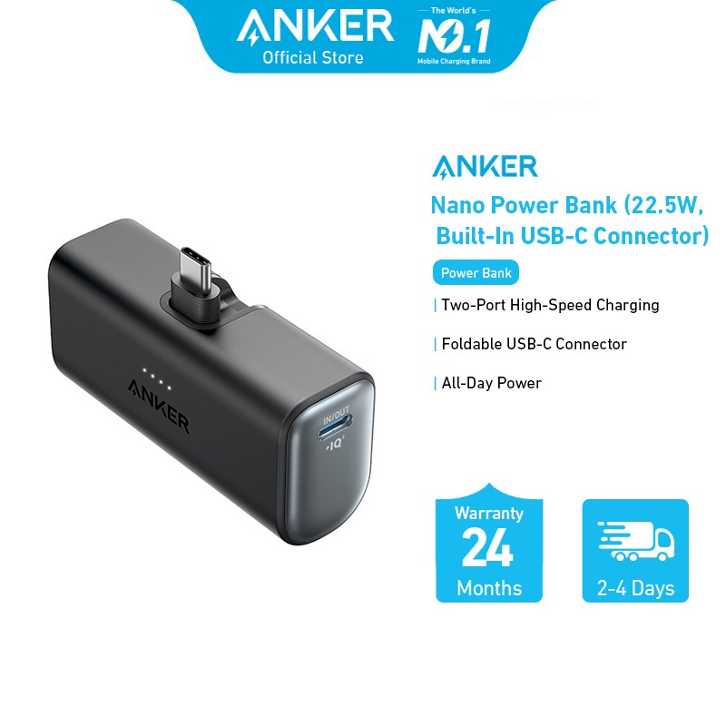 Anker Nano Power Bank (22.5W, Built-In USB-C Connector) A1653 | Shopee ...