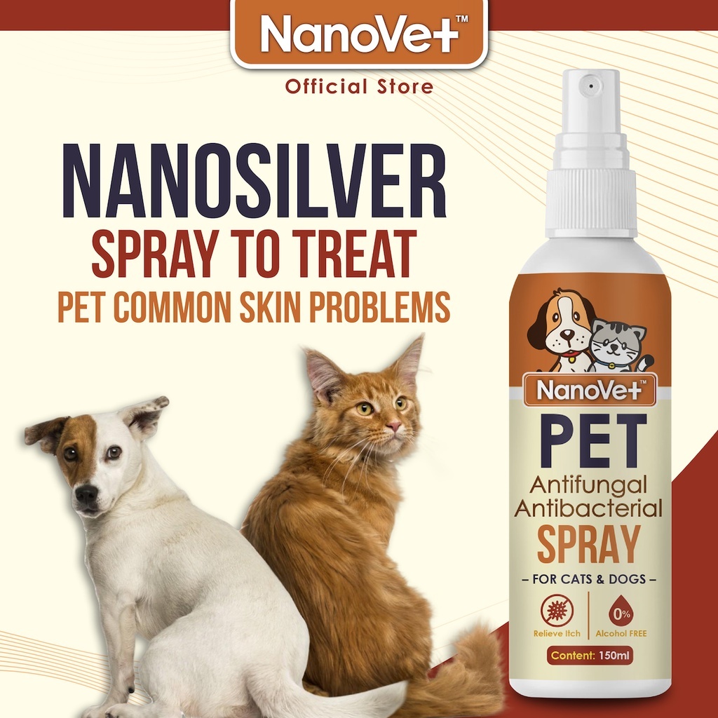 Nanovet Nanosilver Antifungal & Antibacterial Spray for Cat & Dog 100ml ...
