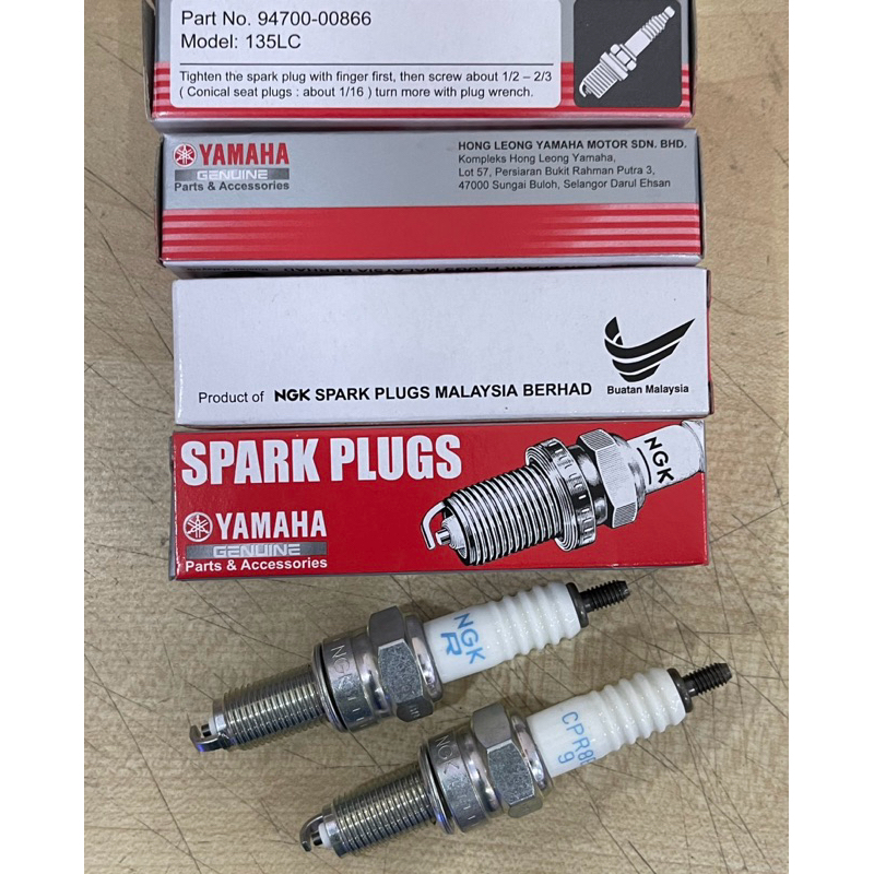 100% ORIGINAL - NGK YAMAHA LC135 Y15 SPARK PLUG (CPR8EA)-MADE IN MALAYSIA (HONG LEONG YAMAHA ...