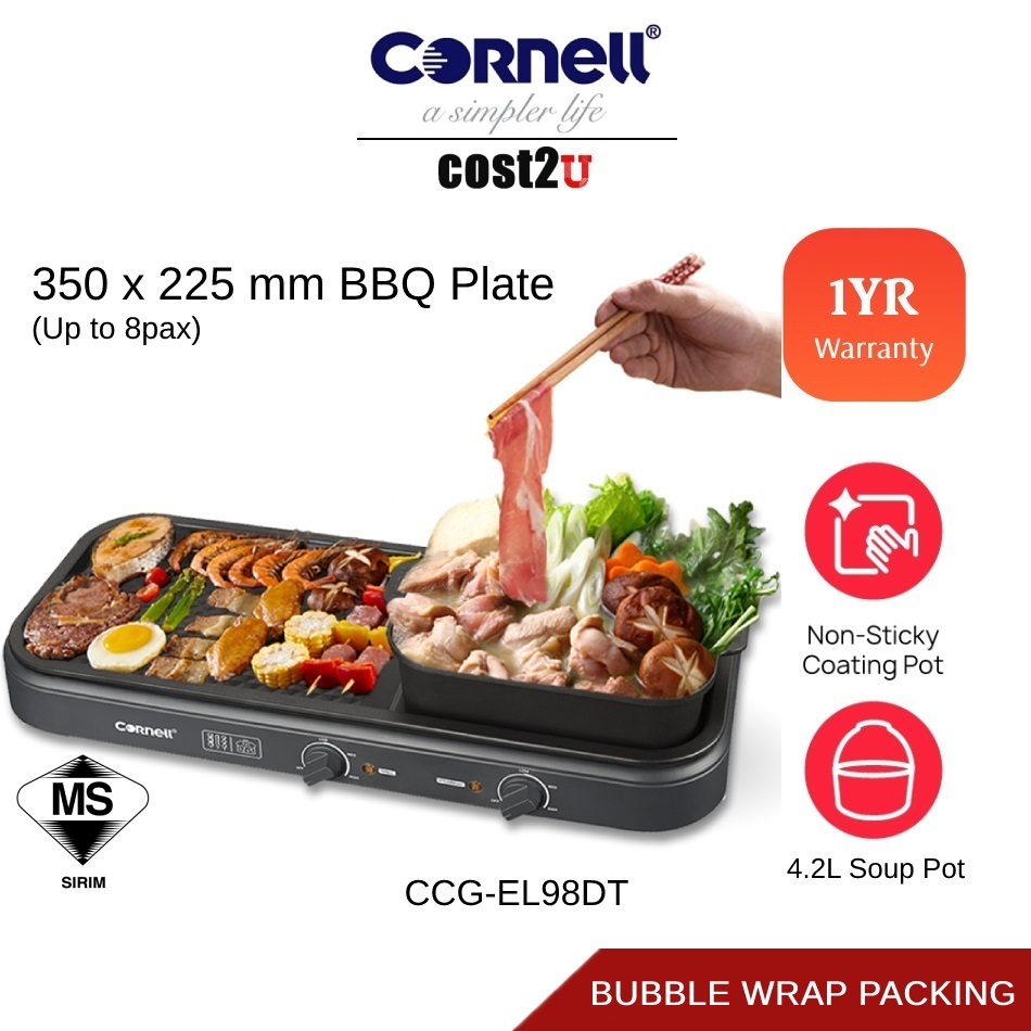 Cornell Large Table Top Grill & Hot Pot | CCG-EL98DT Hotpot Steamboat ...