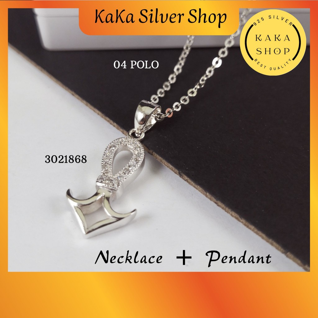 Original 925 Silver Necklace Chain + CZ Stones Anchor Pendant | Rantai ...