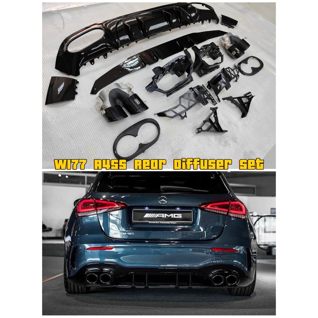 A Class Mercedes Benz W177 Sedan Hatchback A45s Rear Diffuser Set With ...