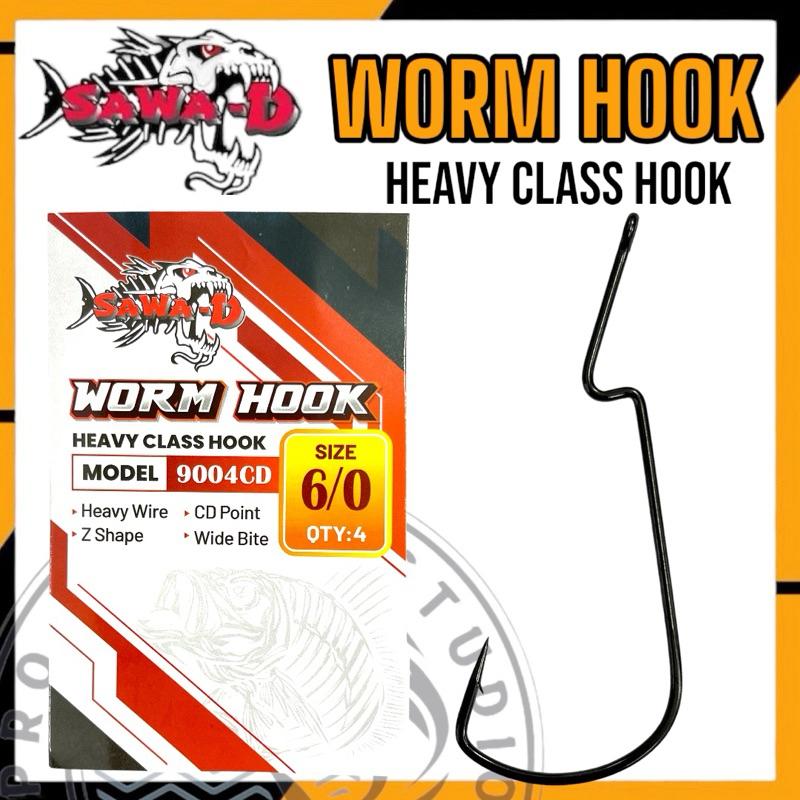 SAWA-D WEEDLESS HOOK FOR SILENCER WORM HOOK 9004CD HEAVY CLASS HOOK FISHING HOOK SAWA D | Shopee ...