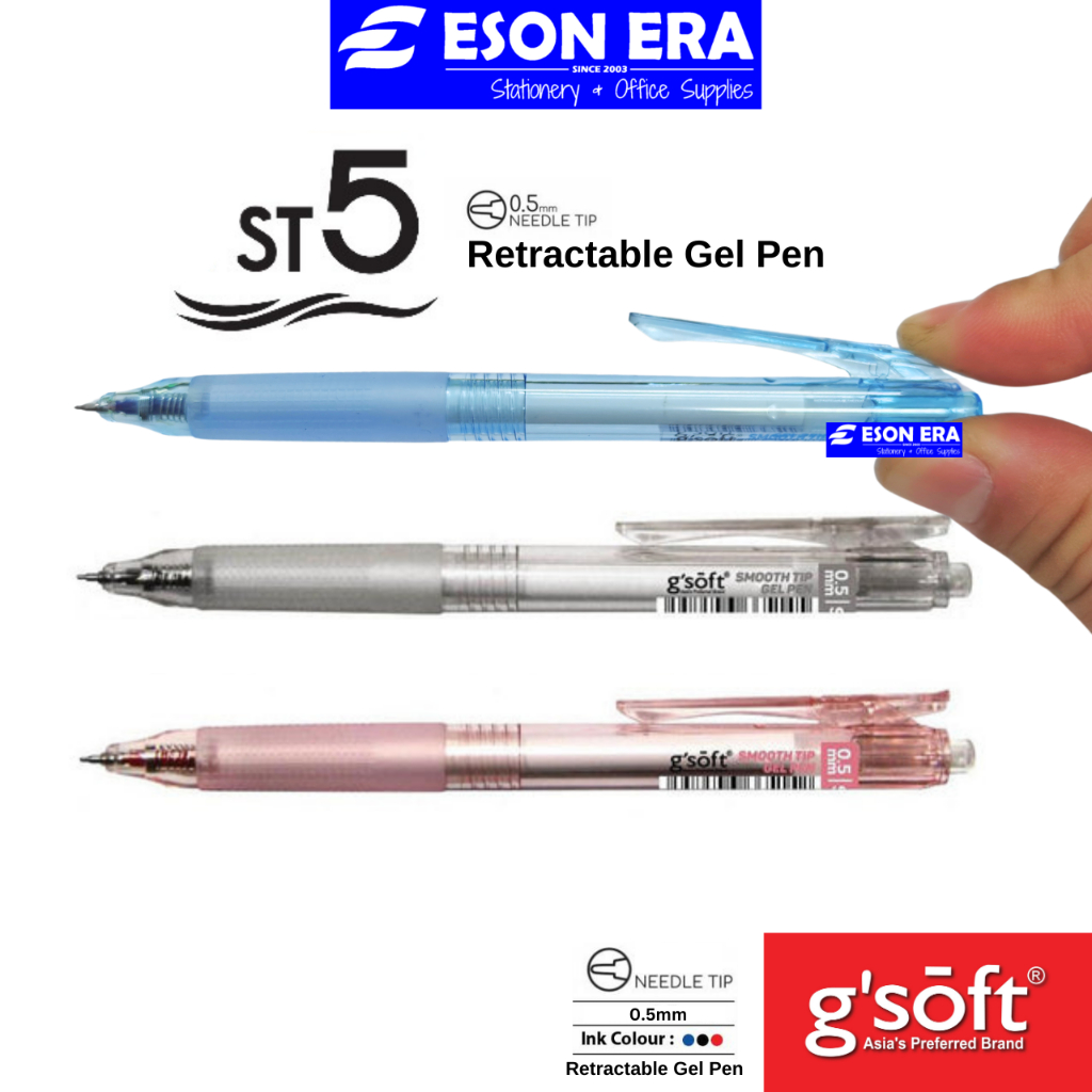 G'soft ST5 Gel Pen 0.5mm Retractable Gel Pen Needle Tip Smooth Gel ...