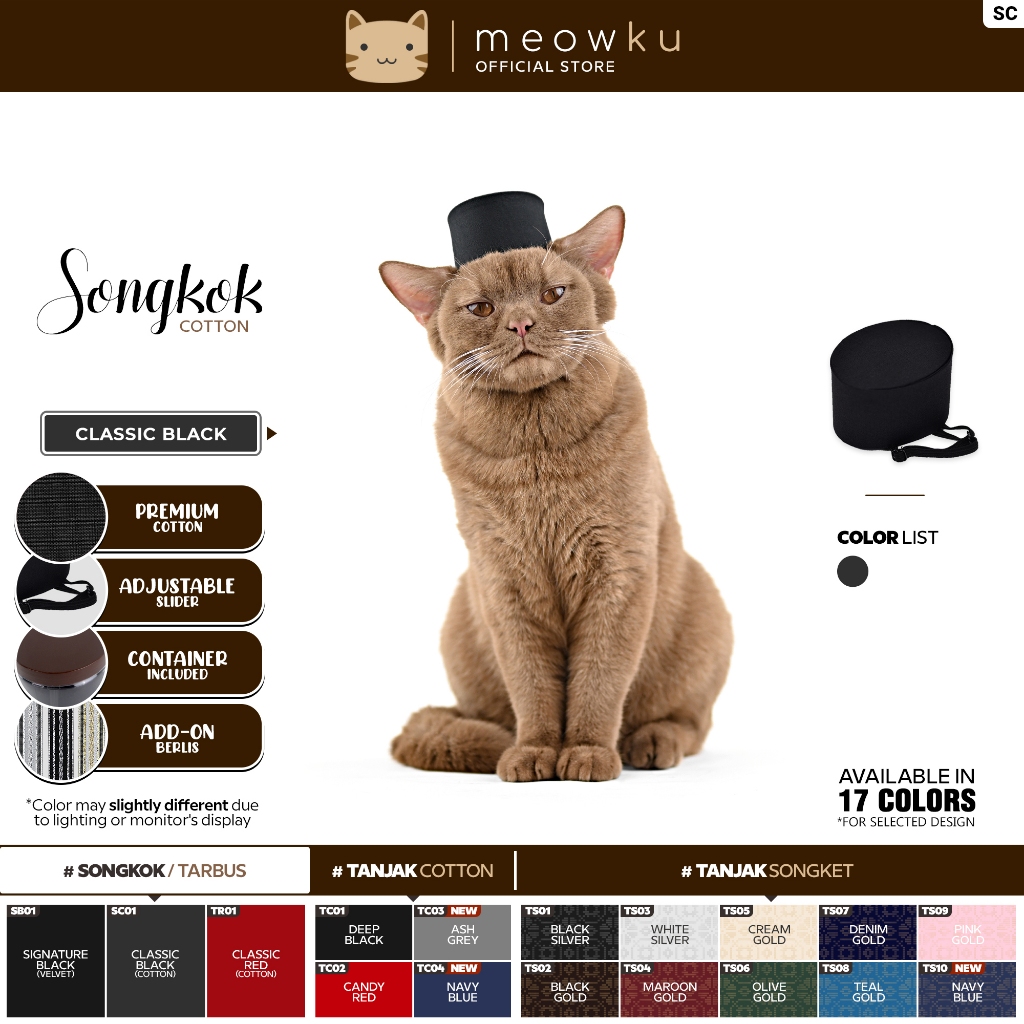 MEOWKU Songkok Cotton (Aksessori Raya Kucing) | Shopee Malaysia