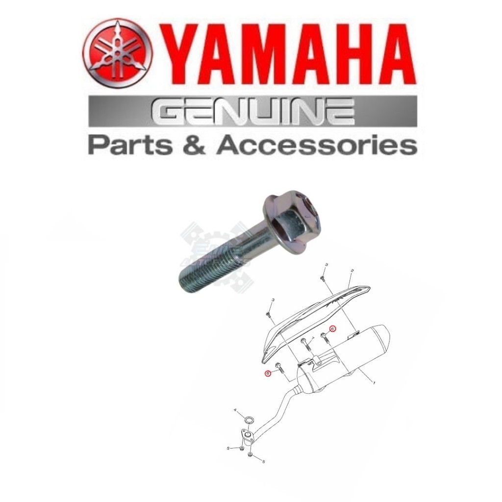 EXHAUST BOLT, FLANGE DEEP RECESS [ 95D32-10045 ] 100% Original Yamaha ...