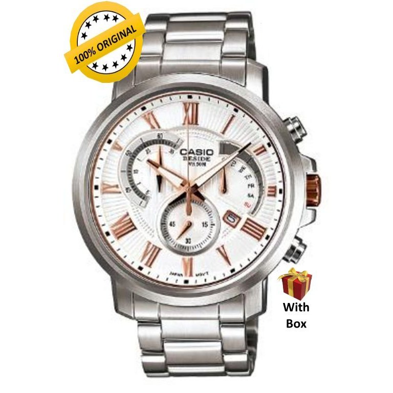 (Men) 100% ORIGINAL CASIO BESIDE BEM-506BD-7AVDF Stainless Steel ...