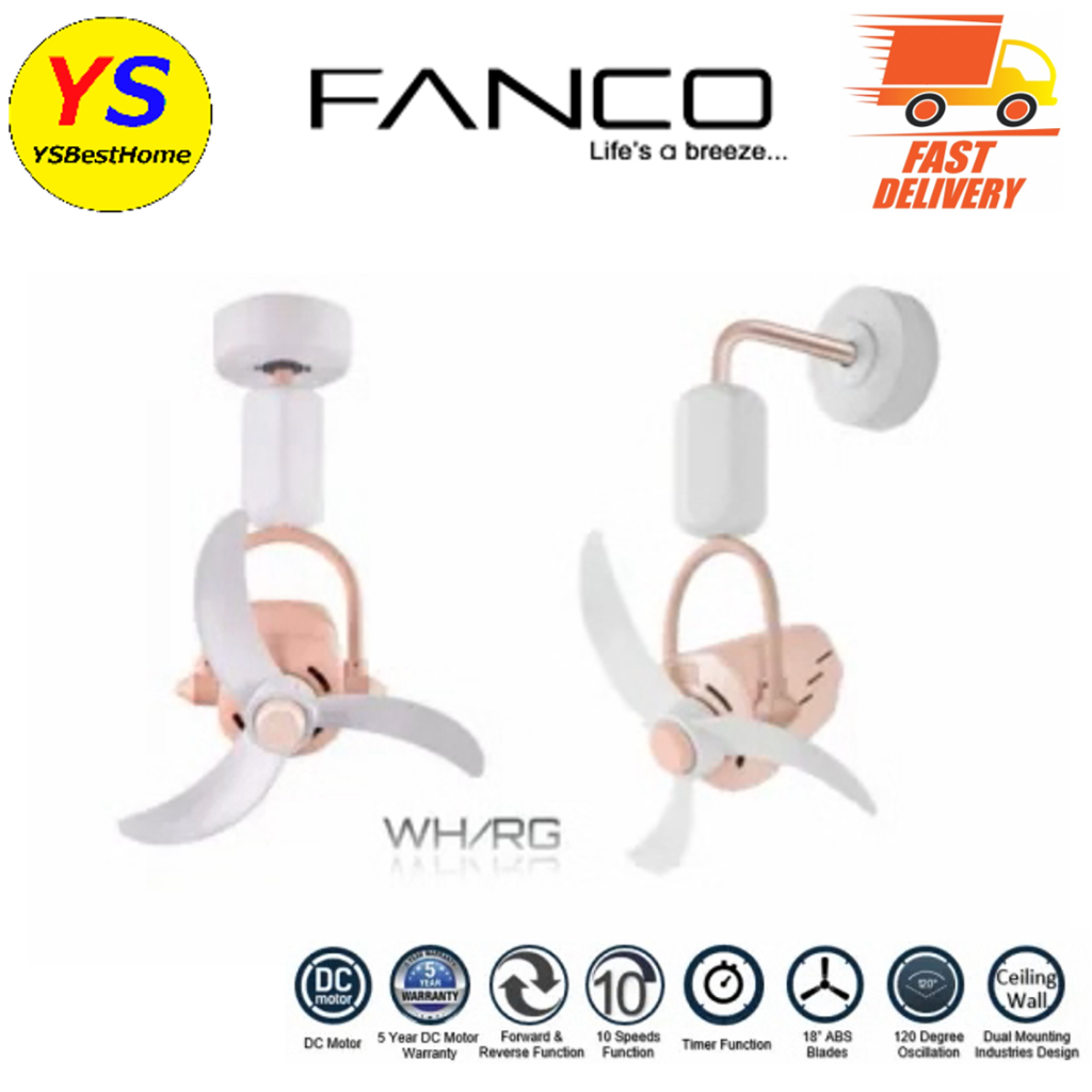 FANCO BOUVARDIA FA24 18" DC Motor 5 Speed Dual Mount Ceiling/Wall ...